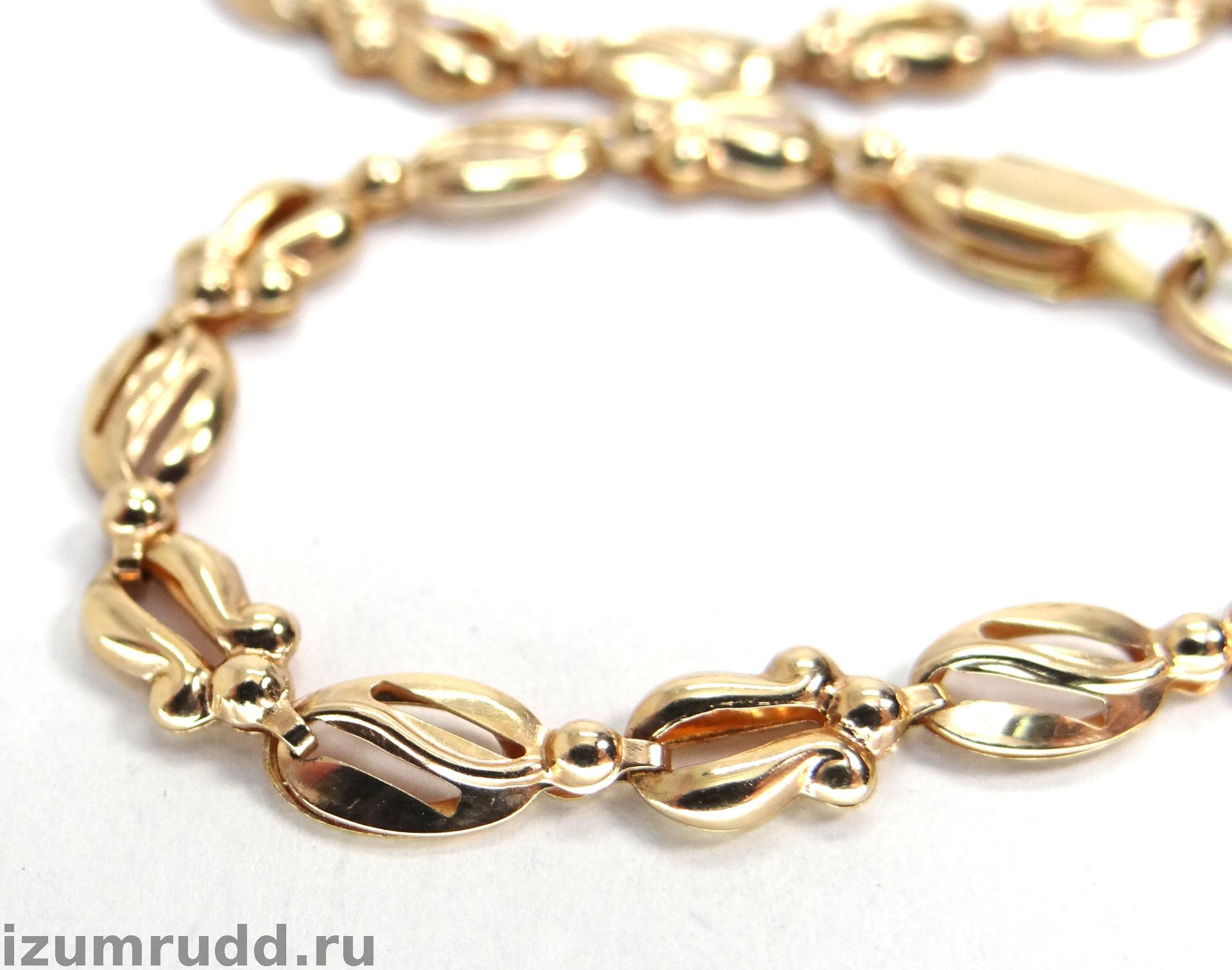 Золотой браслет 585 пробы, длина 19.5 см